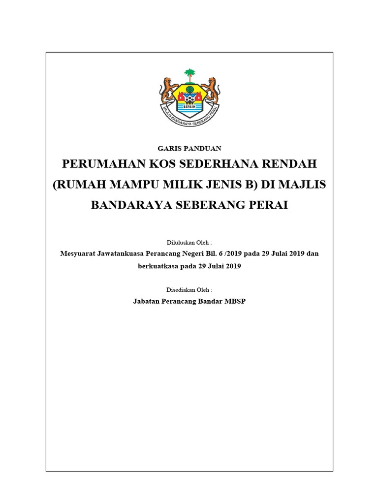 Garis Panduan Perumahan Kos Sederhana Rendah (Rumah Mampu Milik B) MBSP ...