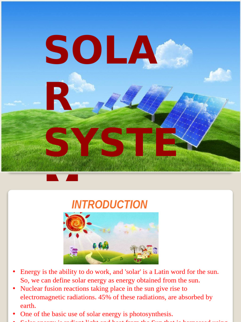 Solar Energy Presentation | PDF | Solar Energy | Photovoltaics