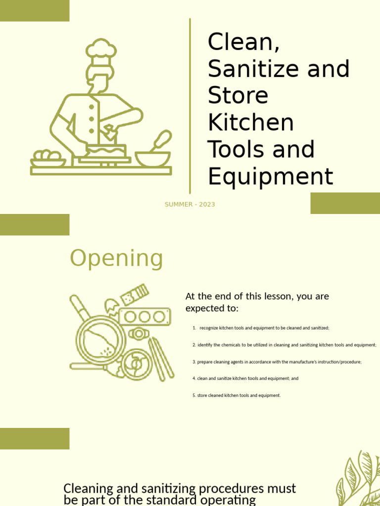 q1 w1 Clean Sanitize and Store Module | PDF | Cookware And Bakeware | Kitchen Utensil