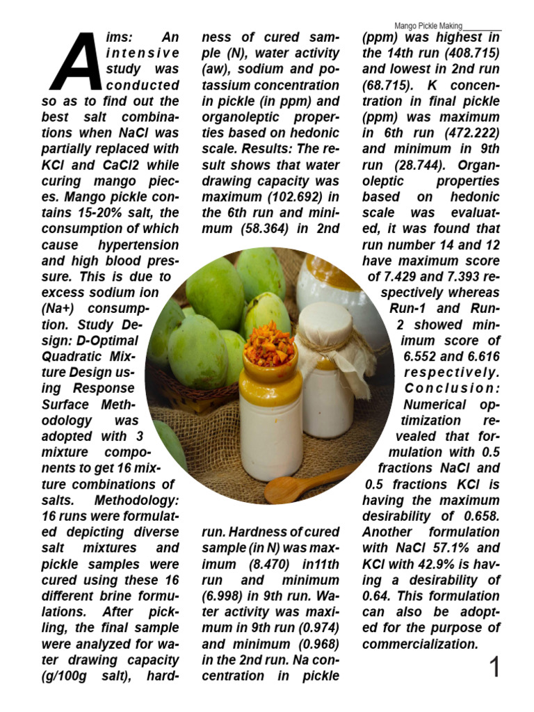 Mango Pickle Making6 | PDF | Sodium | Potassium Chloride