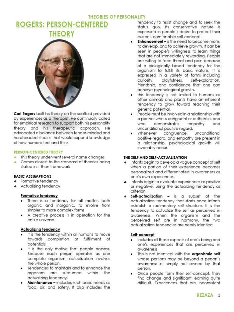 T.O.P. Rogers Person Centered Theory Reviewer | PDF | Psychotherapy ...