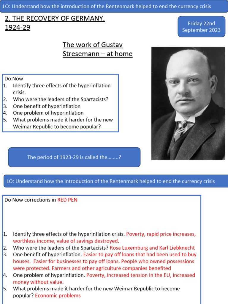 L7 Work of Stresemann | PDF | Hyperinflation In The Weimar Republic ...