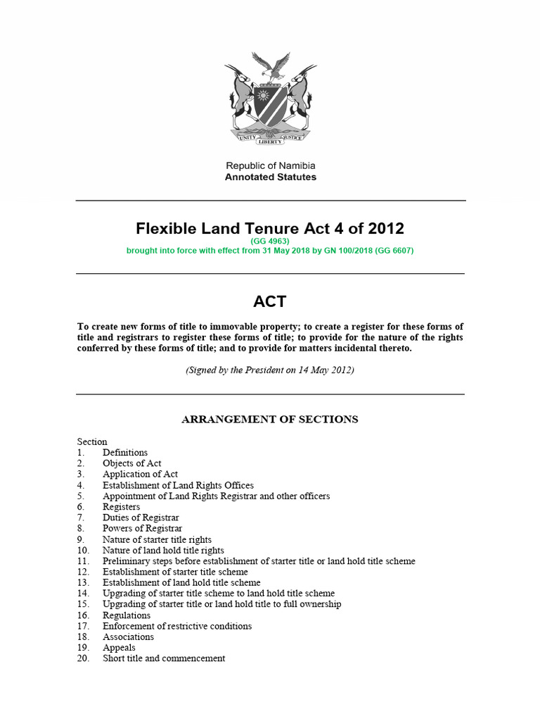 Flexible Land Tenure Act Overview | PDF | Justice | Crime & Violence