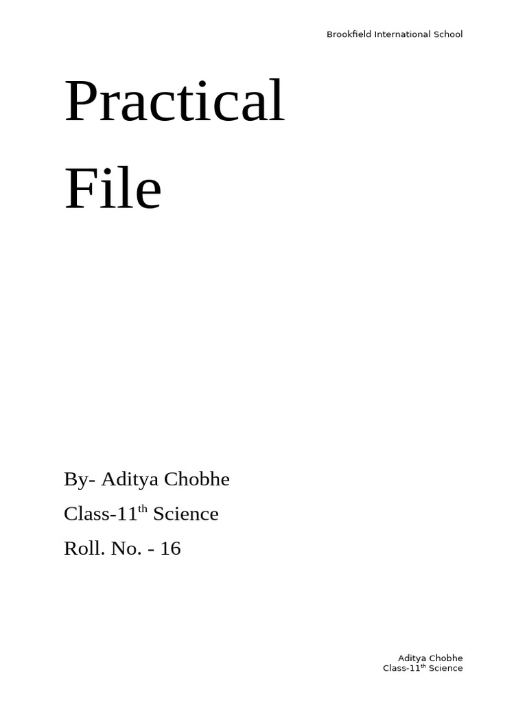 Class 11 Science Practical File | PDF