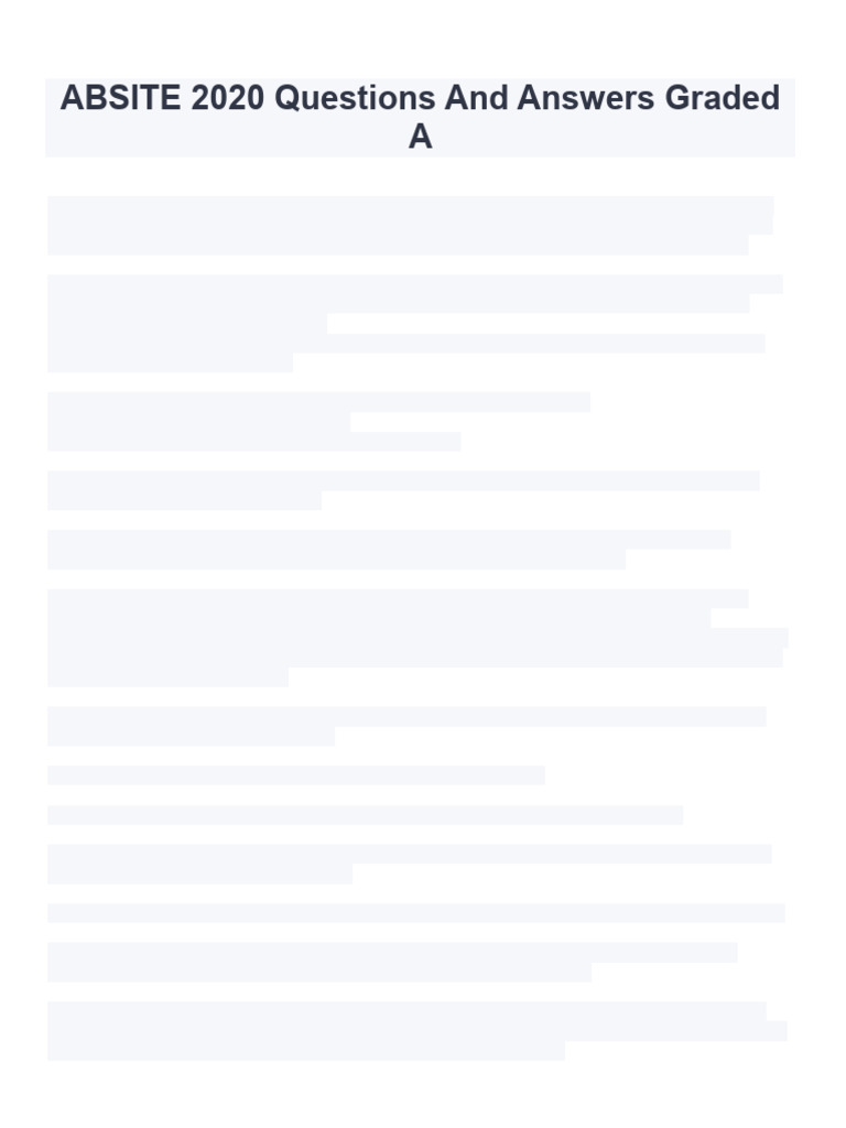 ABSITE 2020 Questions and Answers Graded A | PDF | Esophagus | Liver