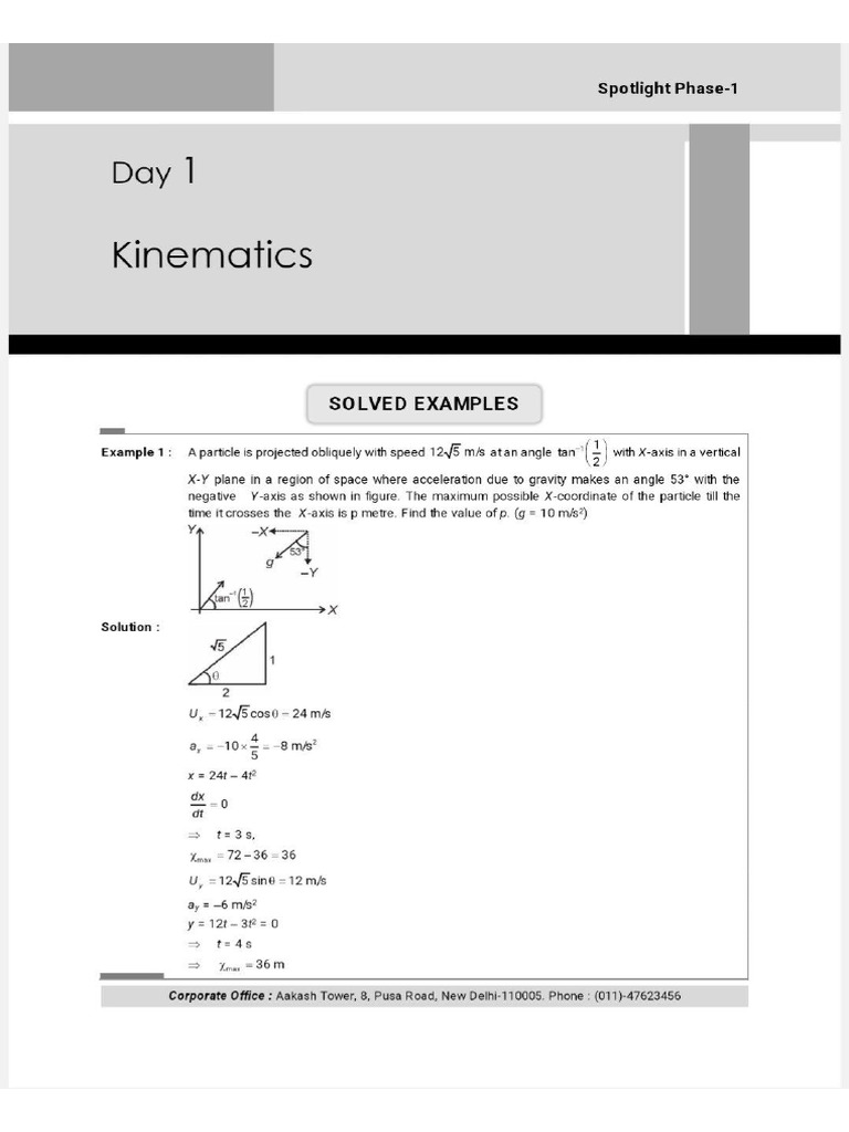 Spotlight Phase 1 Kinematics | PDF