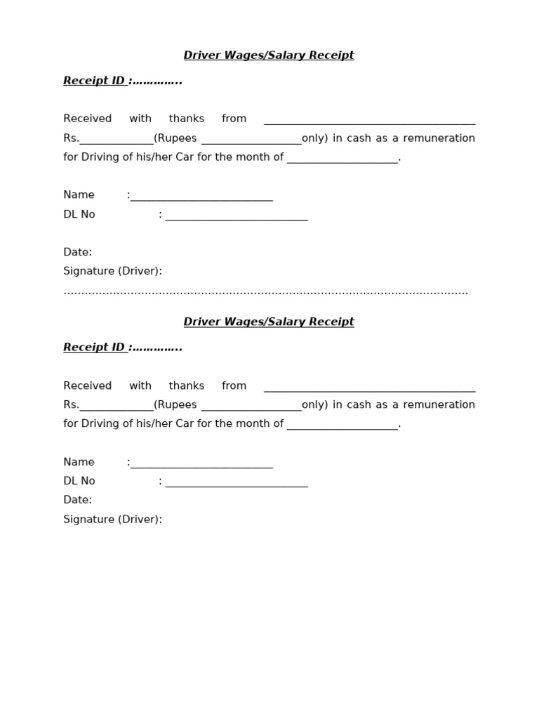 Driver Salary Receipt | PDF