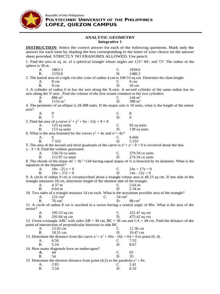 4 Analytic Geometry | PDF | Area | Sphere