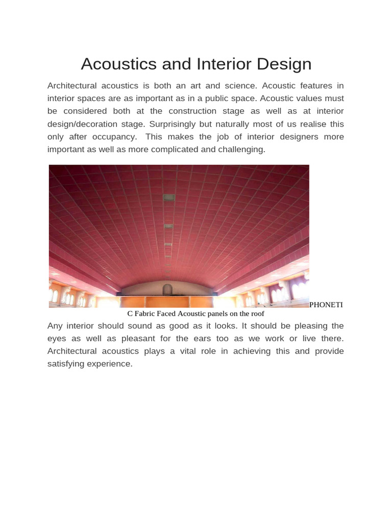 Acoustics in Interior Design Essentials | PDF | Acoustics | Sound