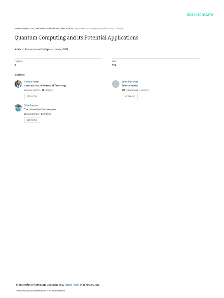QuantumComputinganditsPotentialApplications | PDF | Quantum Computing ...