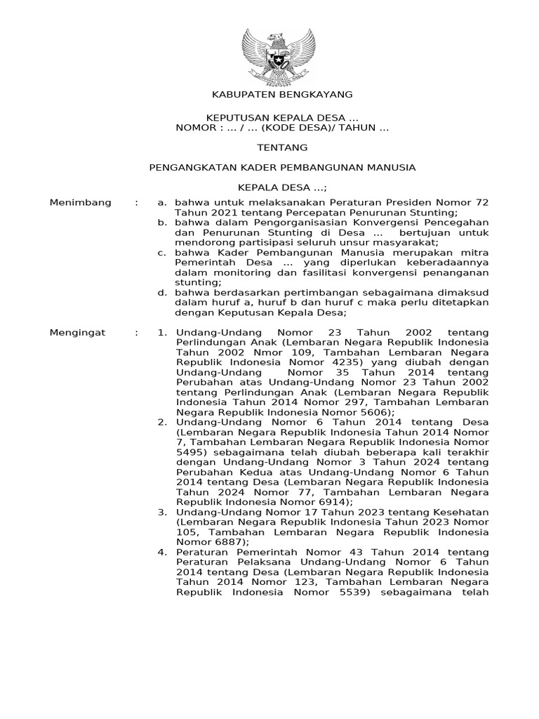 Contoh SK Kades - KPM | PDF