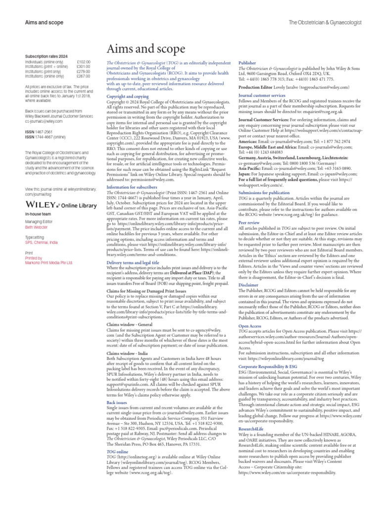 TOG April 2024 | PDF | Health Sciences | Health Care