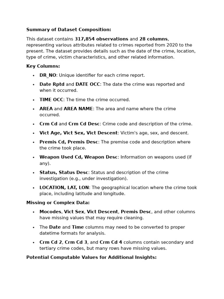Summary of Dataset Composition-Brown | PDF | Crimes | Crime & Violence