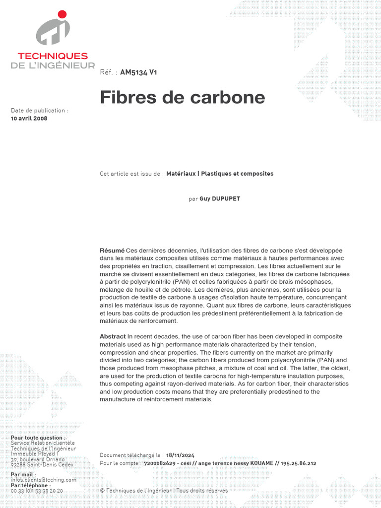 Fibre de Carbone | PDF | Carbone | Matériaux