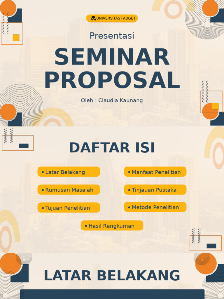 Kuning Biru Modern Geometris Presentasi Seminar Proposal | PDF