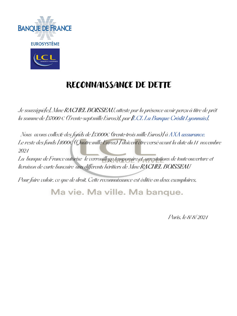 Reconnaissance de Dette en France | PDF