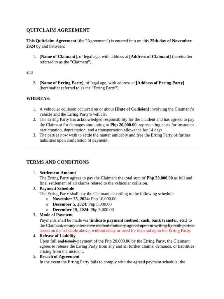 Quitclaim Agreement | PDF | Business Law | Civil Law (Legal System)