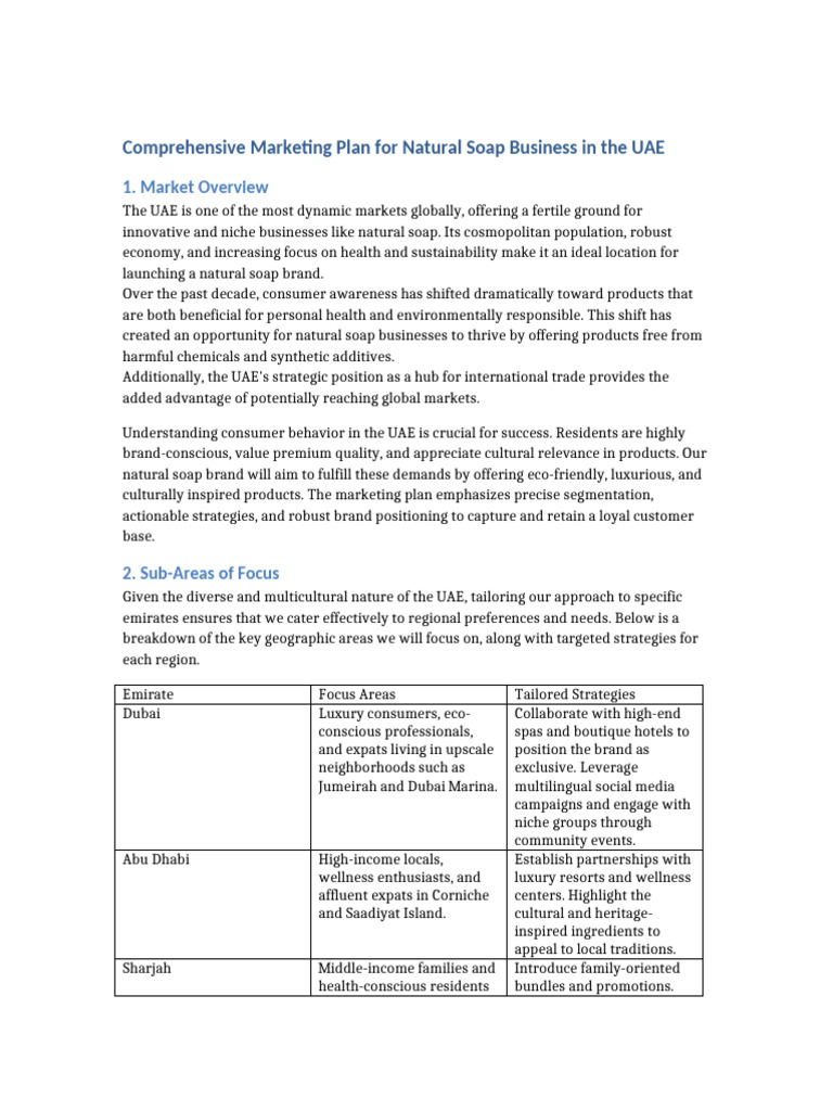 Natural Soap Marketing Plan | PDF | Brand | United Arab Emirates