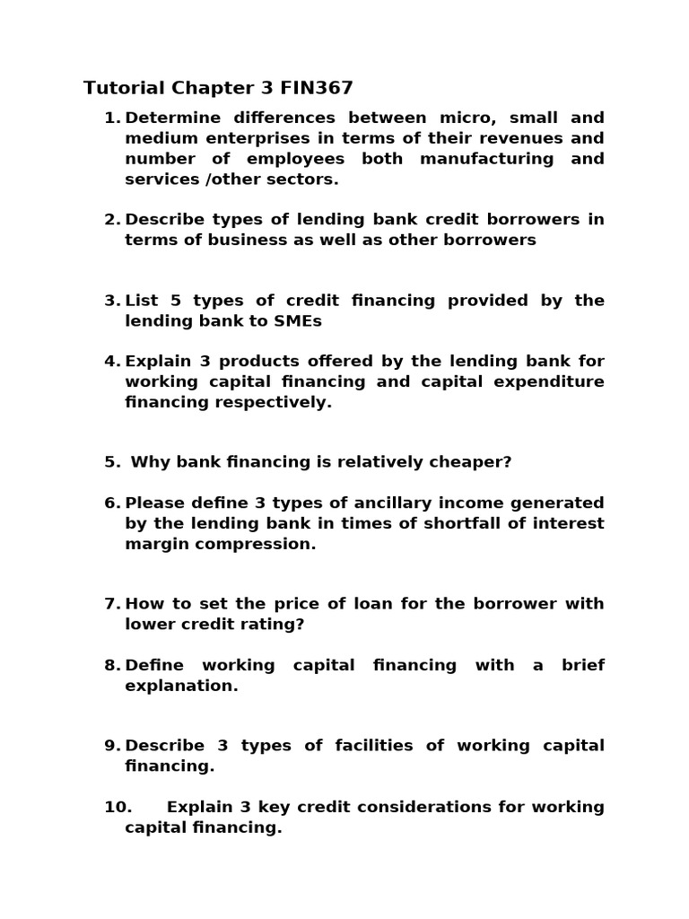 Tutorial Chapter 3 FIN367 | PDF | Loans | Finance & Money Management