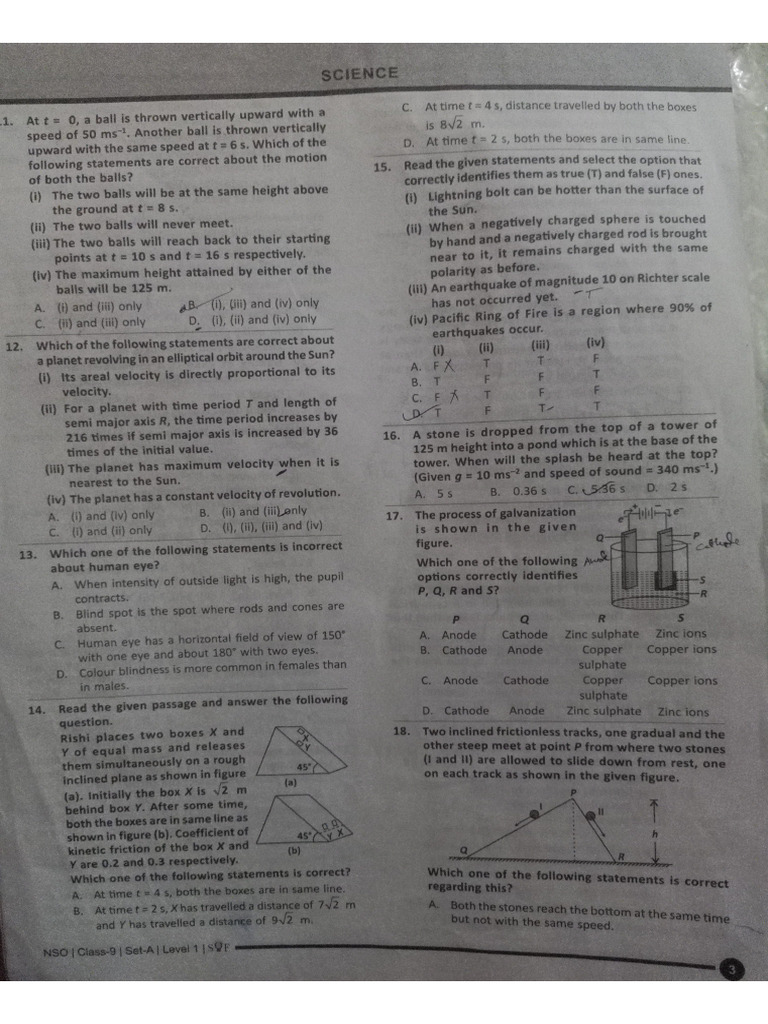 Scholarship Exam Questions | PDF