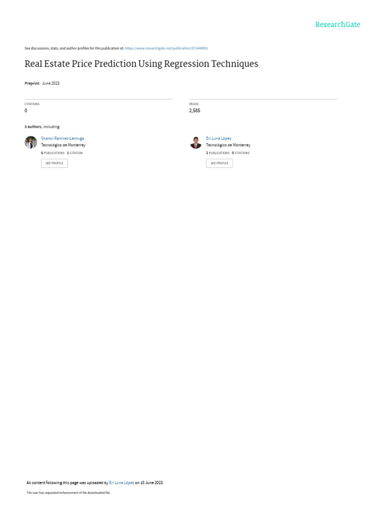 Real Estate Price Prediction Using A Logistic Regression Model | PDF ...