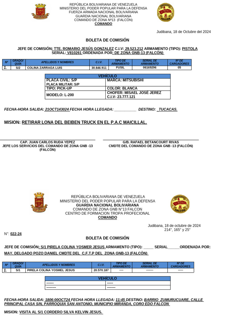 BOLETA DE COMISION 211024 | PDF | Relaciones Internacionales | Seguridad internacional