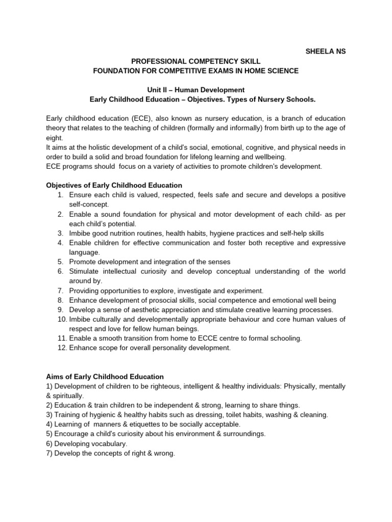 Nursery School and Objectives of Child Development | PDF | Preschool ...