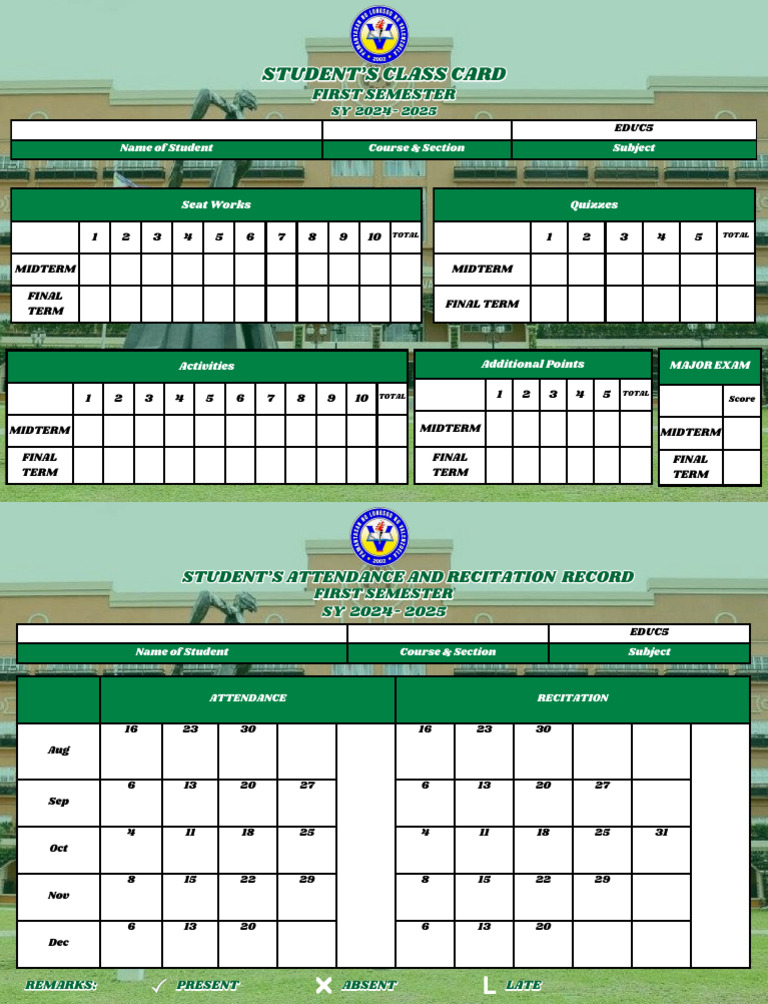 Class Card Green (6.5 X 4.25 In) | PDF