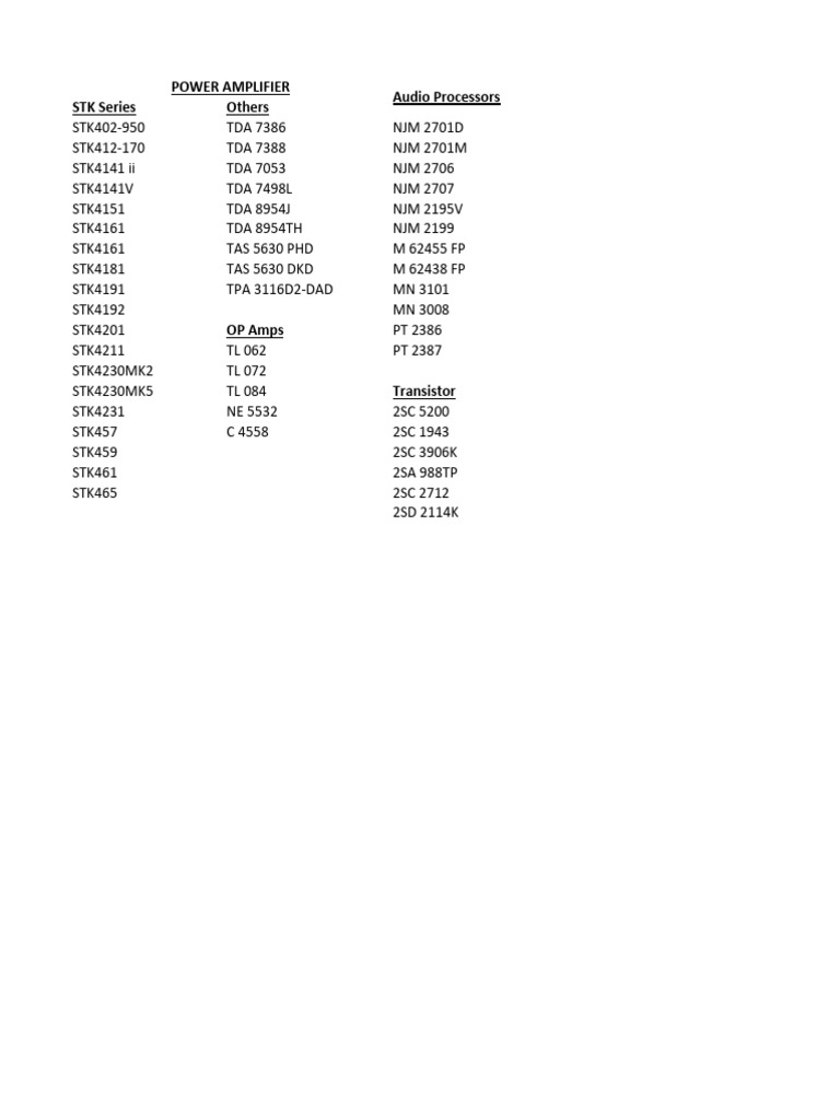Audio Ic List PDF | PDF