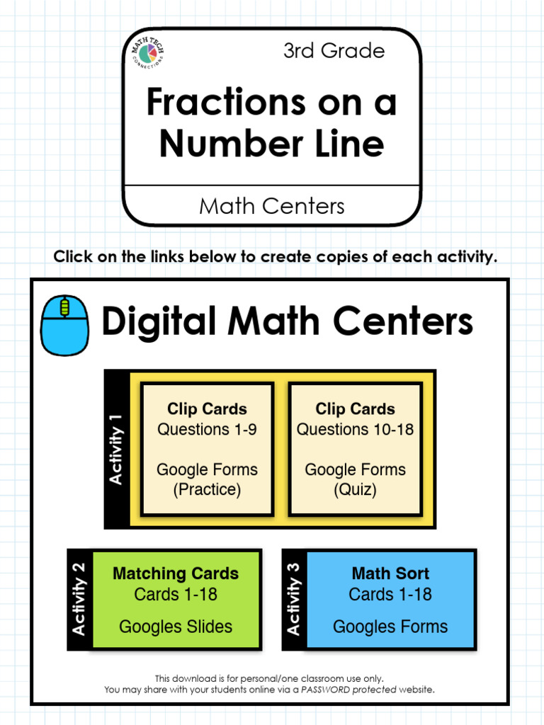 3rd Fractions NumberLine Quickprint | PDF