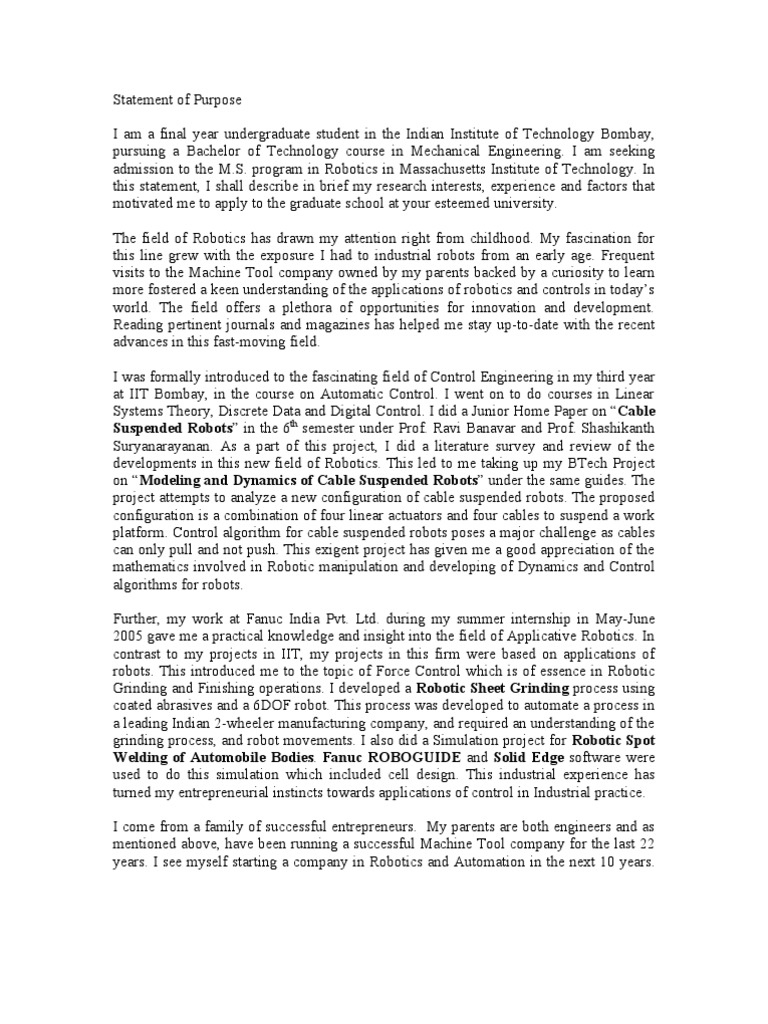 SOP Robotics MIT | Download Free PDF | Robotics | Massachusetts ...