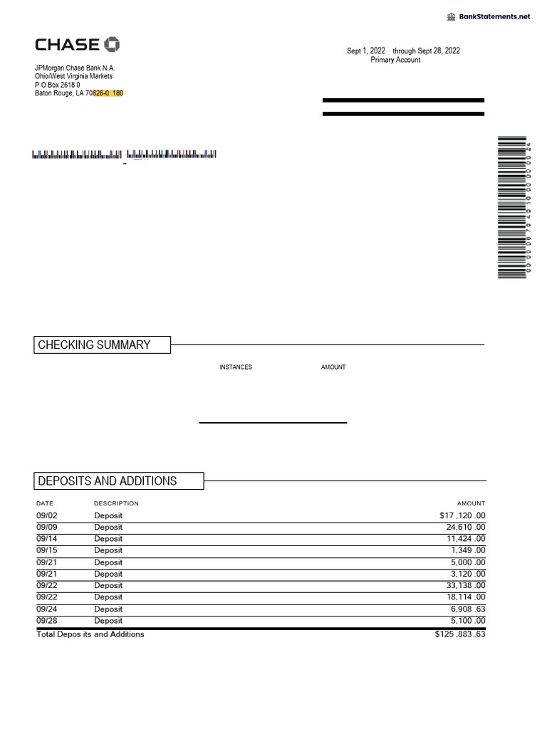 Chase Bank Statement Summary 2022 | PDF | Credit Card | Fee