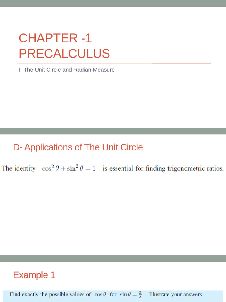 Unit Circle and Radian Measure Exercises | PDF