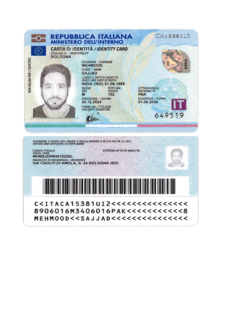 Carta Identita Sa | PDF