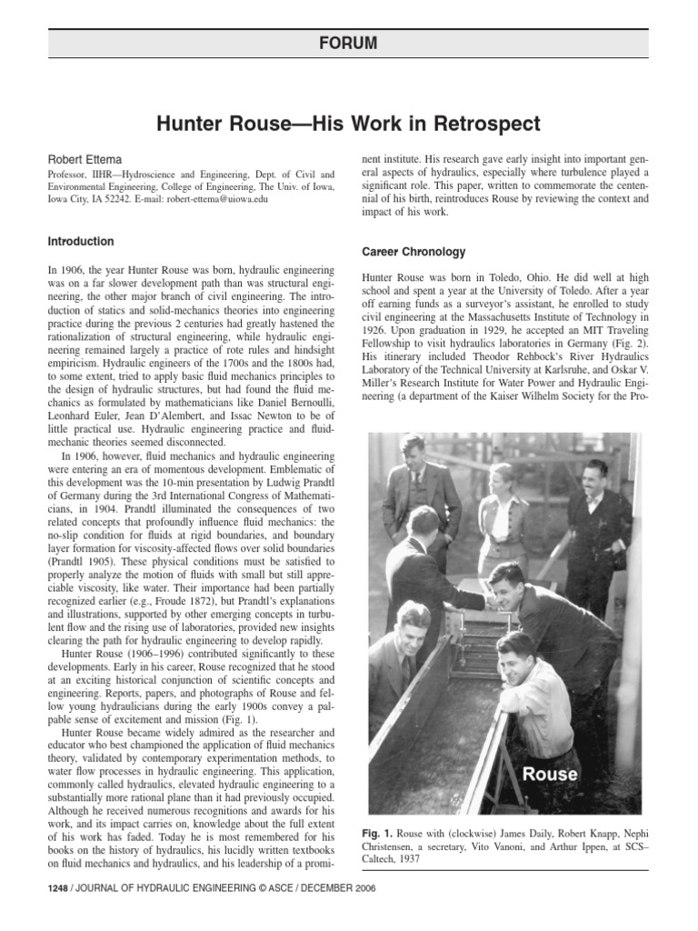 Hunter Rouse-His Work in Retrospect | PDF | Boundary Layer | Reynolds ...