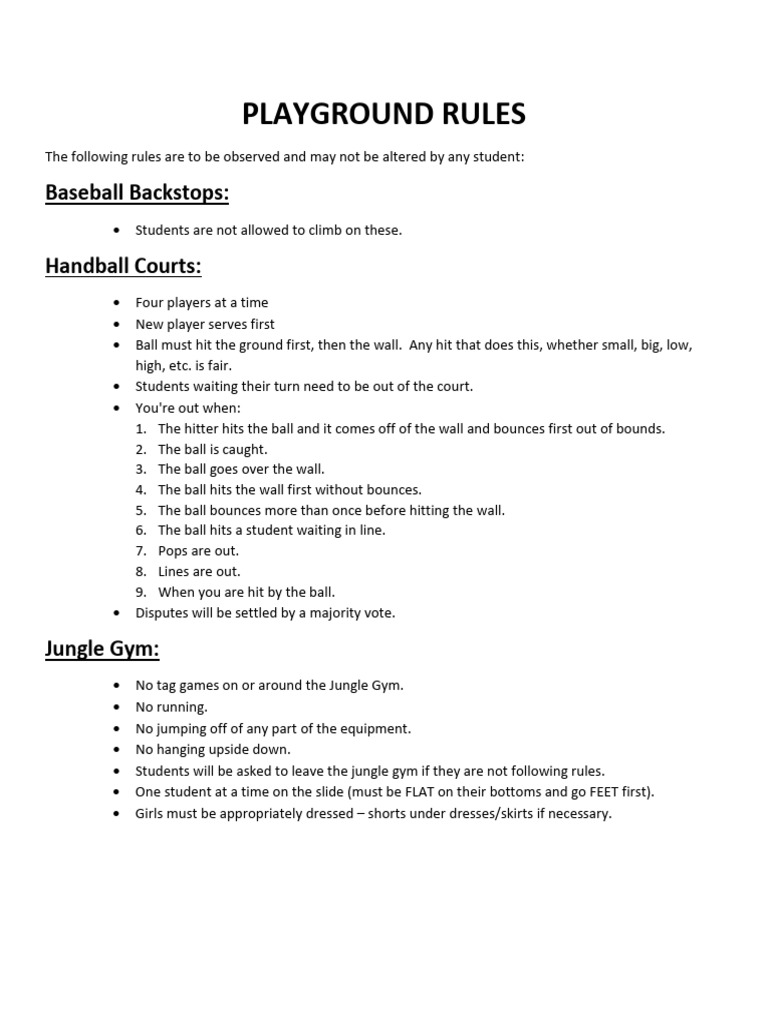 Playground Rules 2019 | PDF | Baseball Field | Pitcher
