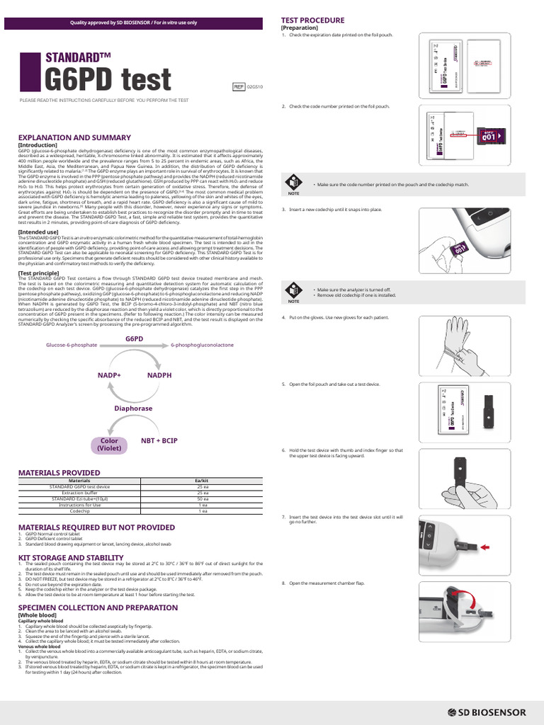 STANDARD G6PD Test - IFU - Final | PDF | Nicotinamide Adenine ...
