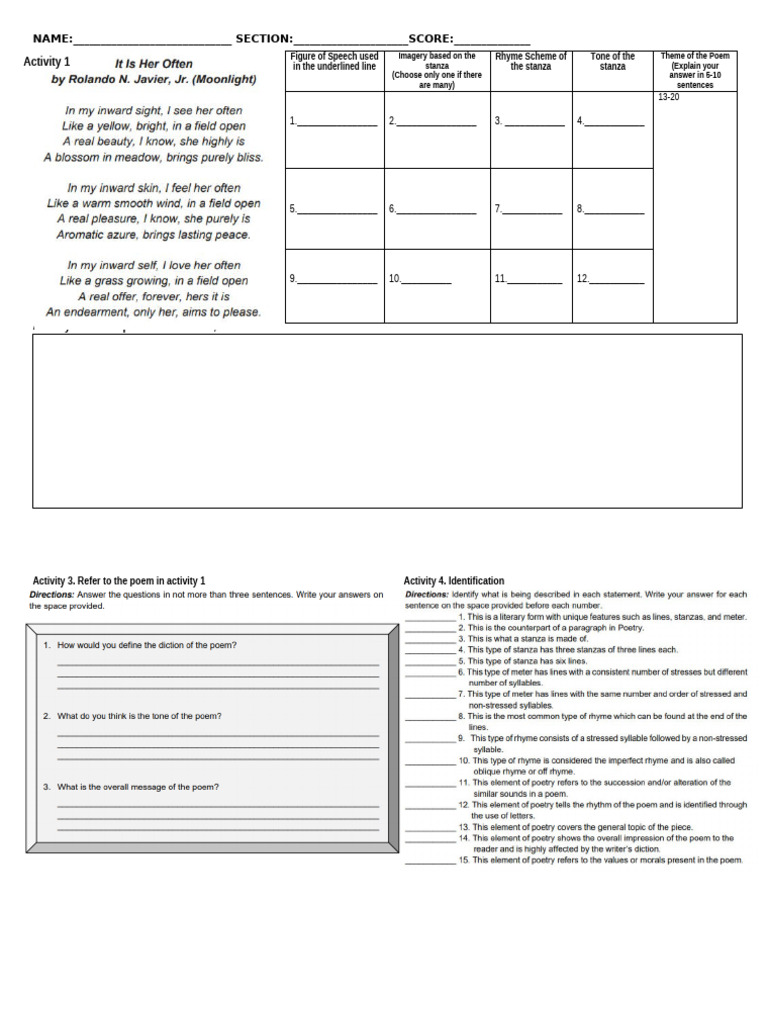Worksheet 2.1 Creative Writing | PDF