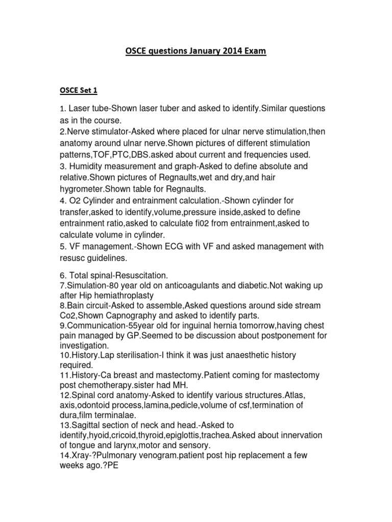 OSCE Questions January 2014 Exam | PDF | Heart | Cardiopulmonary ...