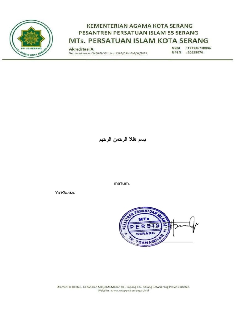 Surat Edaran Kepala Madrasah | PDF