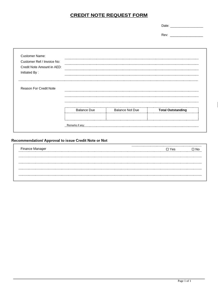 Credit Note Form | PDF