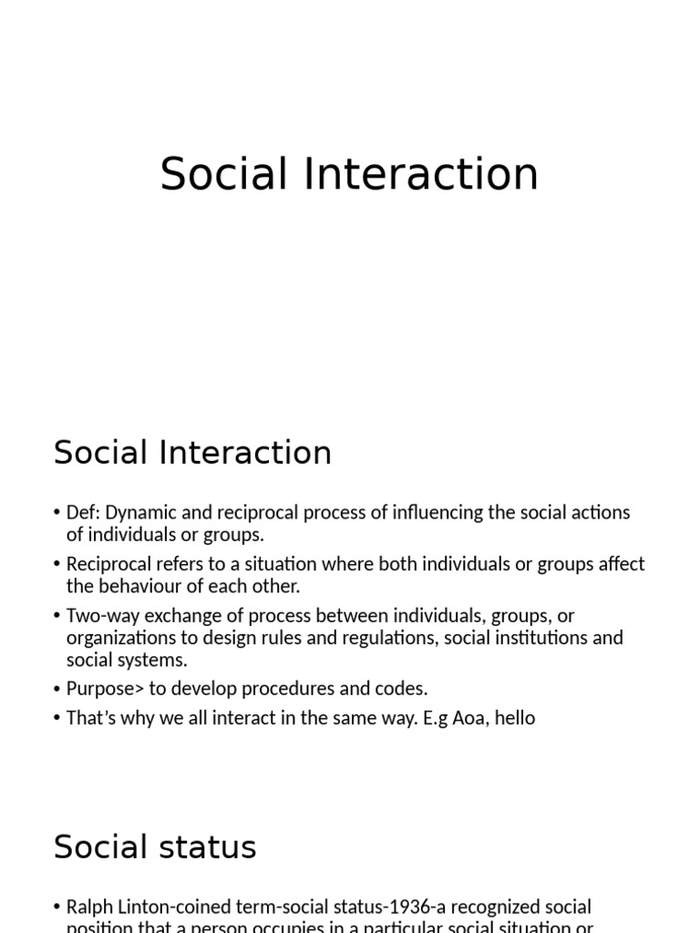 Social Interaction | PDF | Social Status | Society