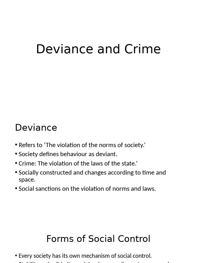 Deviance and Crime | PDF | Deviance (Sociology) | Psychology