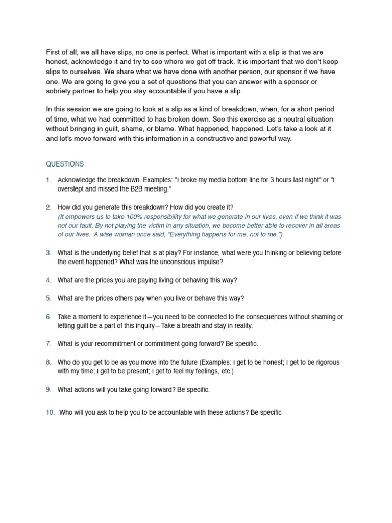 Breakdown Worksheet | PDF