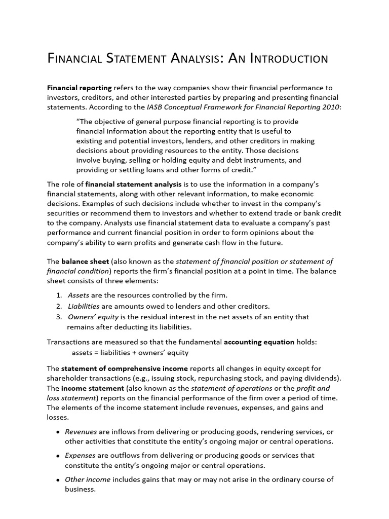 Handout-3 - Financial Statement Analysis | PDF | Financial Statement ...