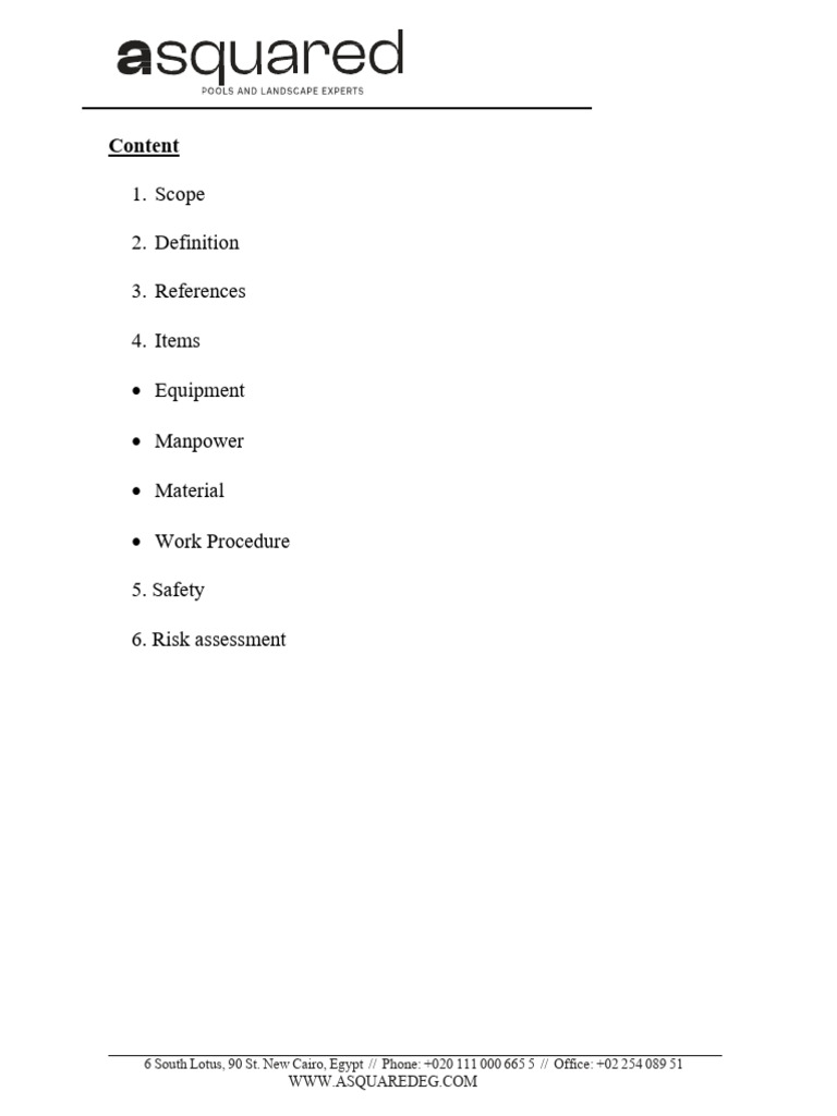 Method Statement and Risk Assessment V.01 | PDF | Concrete | Tile