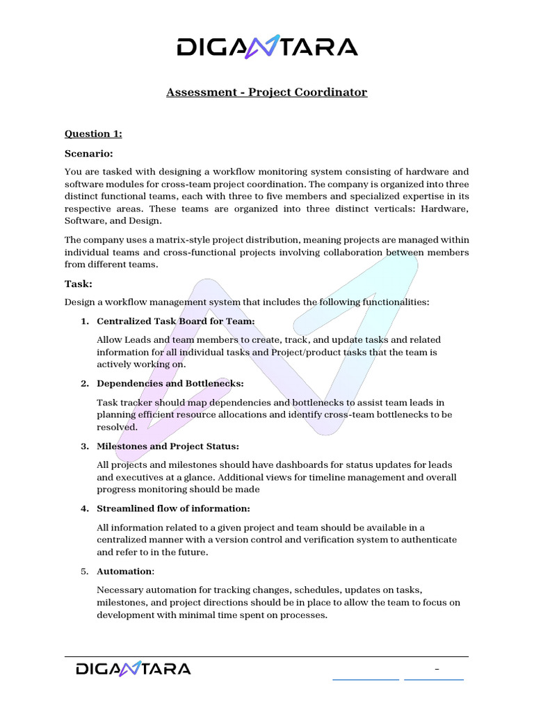 Assessment_Project Coordinator | PDF | Workflow | Computer Science