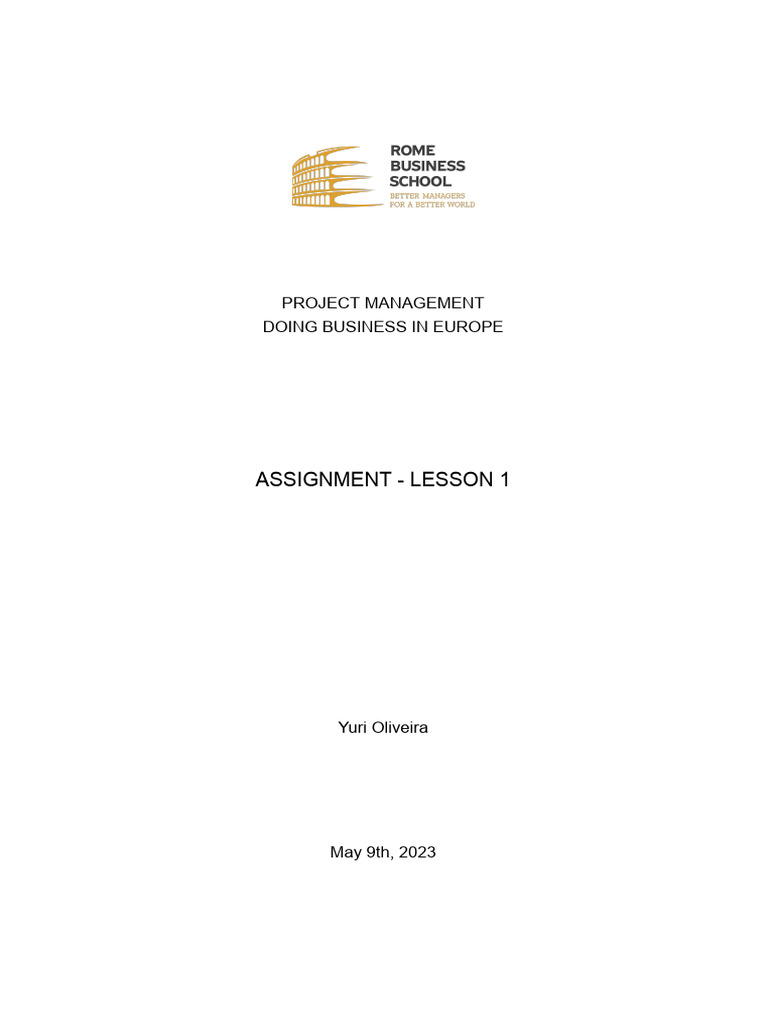 Doing Business in Europe - Lesson 1 - Assingment (1) | PDF