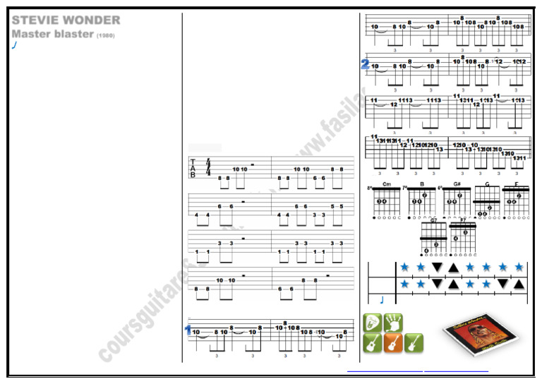 1-Stevie Wonder - Master Blaster - Chords Tab | PDF | Popular Music ...
