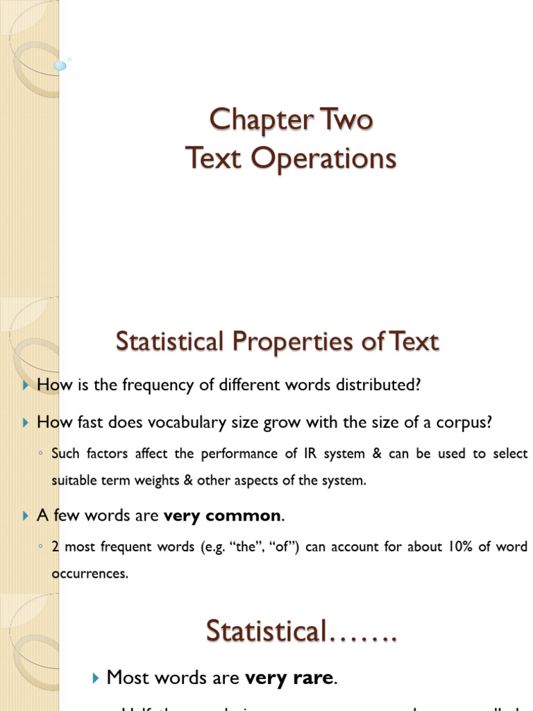 IR Chapter 2 Text Operations | PDF | Search Engine Indexing | Linguistics